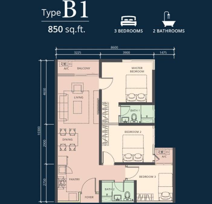 KL48-Residences-Type-B1-Unit-Layout | New Launch KL & PJ