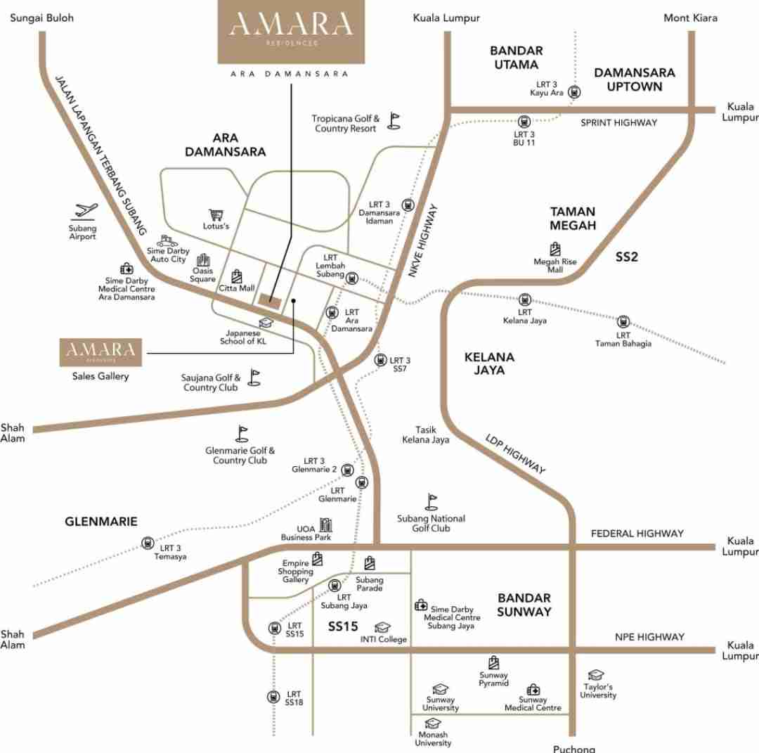 Amara-Residences-Ara-Damansara-Location-Map | New Launch KL & PJ