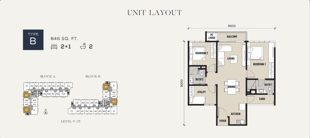 Sixteen-Residences-Unit-Layout-Type-B | New Launch KL & PJ